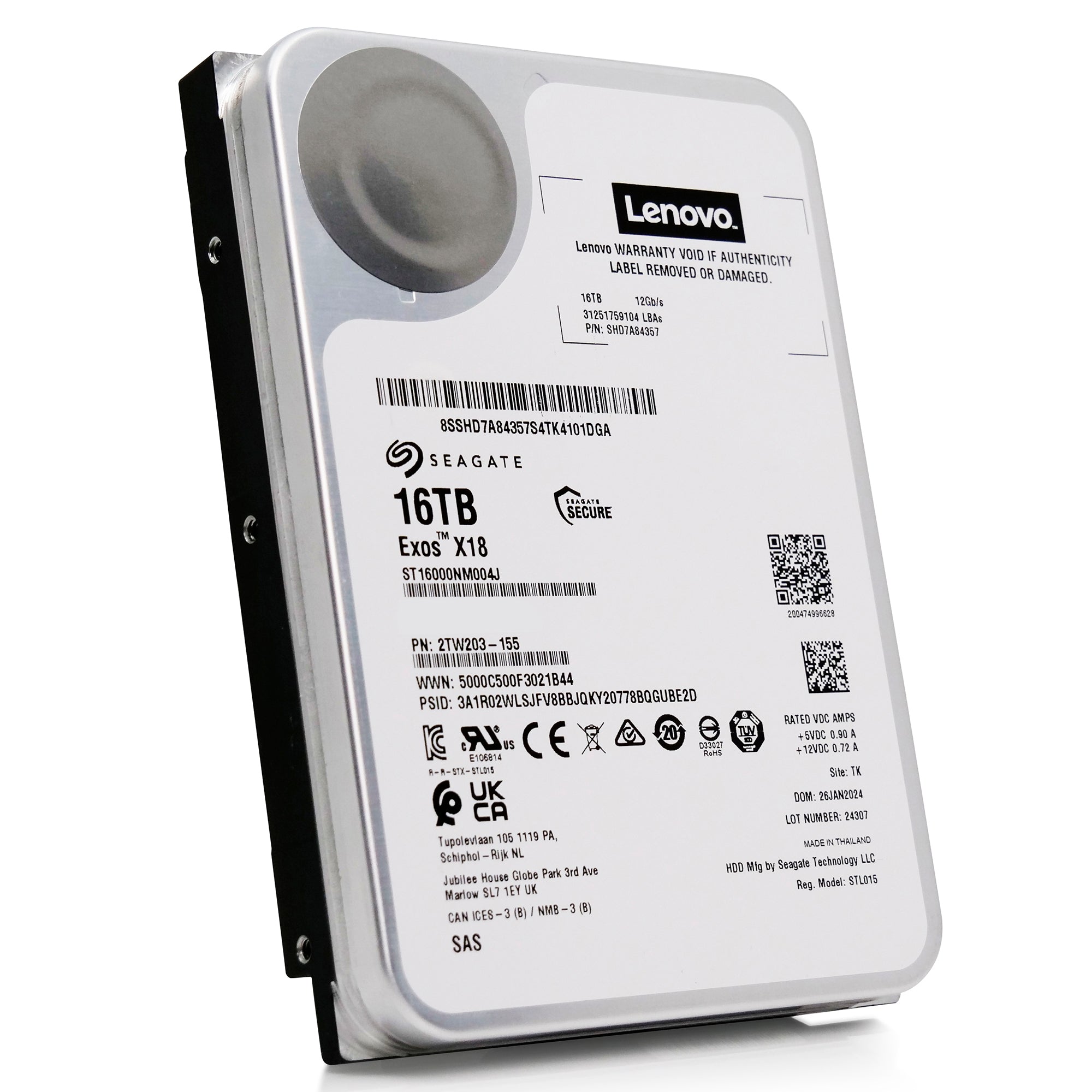 Seagate/Lenovo Exos X18 ST16000NM004J 16TB SAS 3.5" Recertified HDD ...
