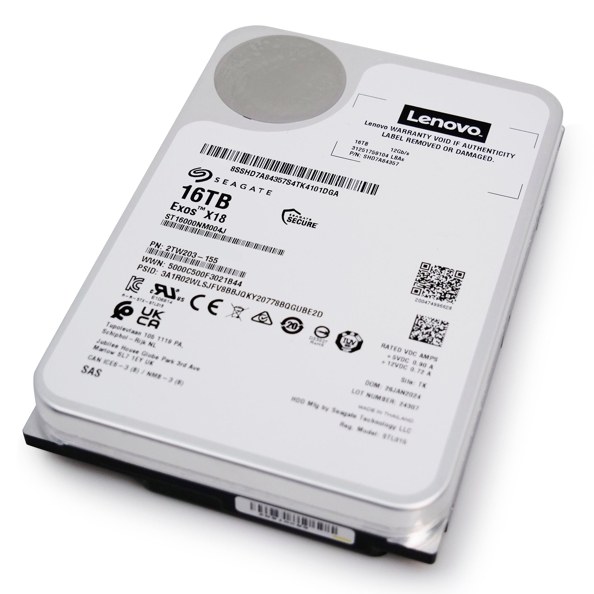 Seagate/Lenovo Exos X18 ST16000NM004J 16TB SAS 3.5" Recertified HDD ...