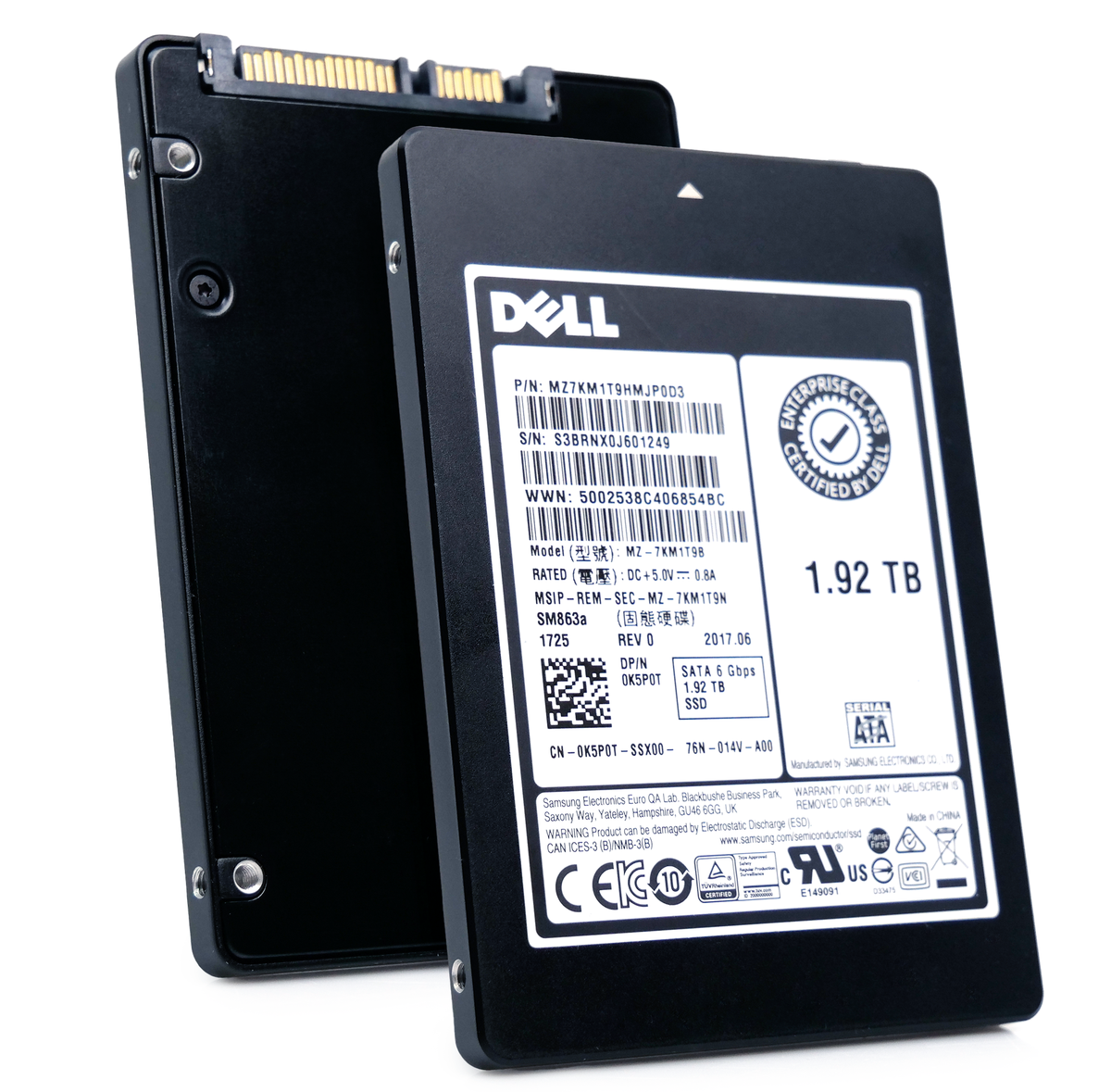 Dell/Samsung SM863a MZ7KM1T9HMJP0D3 1.92TB SATA 2.5" Recertified SSD ...