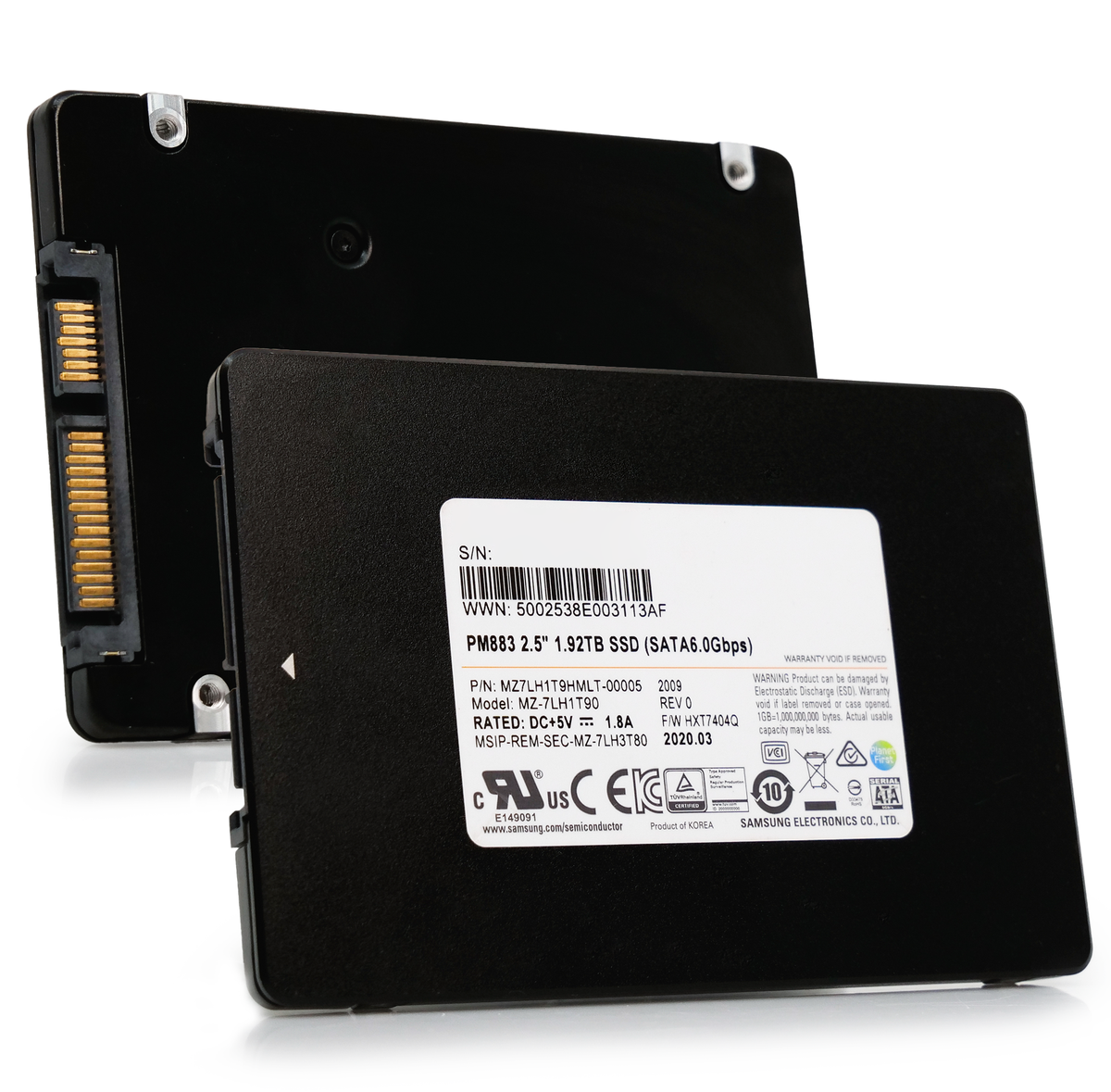 Samsung PM883 MZ7LH1T9HMLT 1.92TB SATA 2.5" Refurbished SSD ...