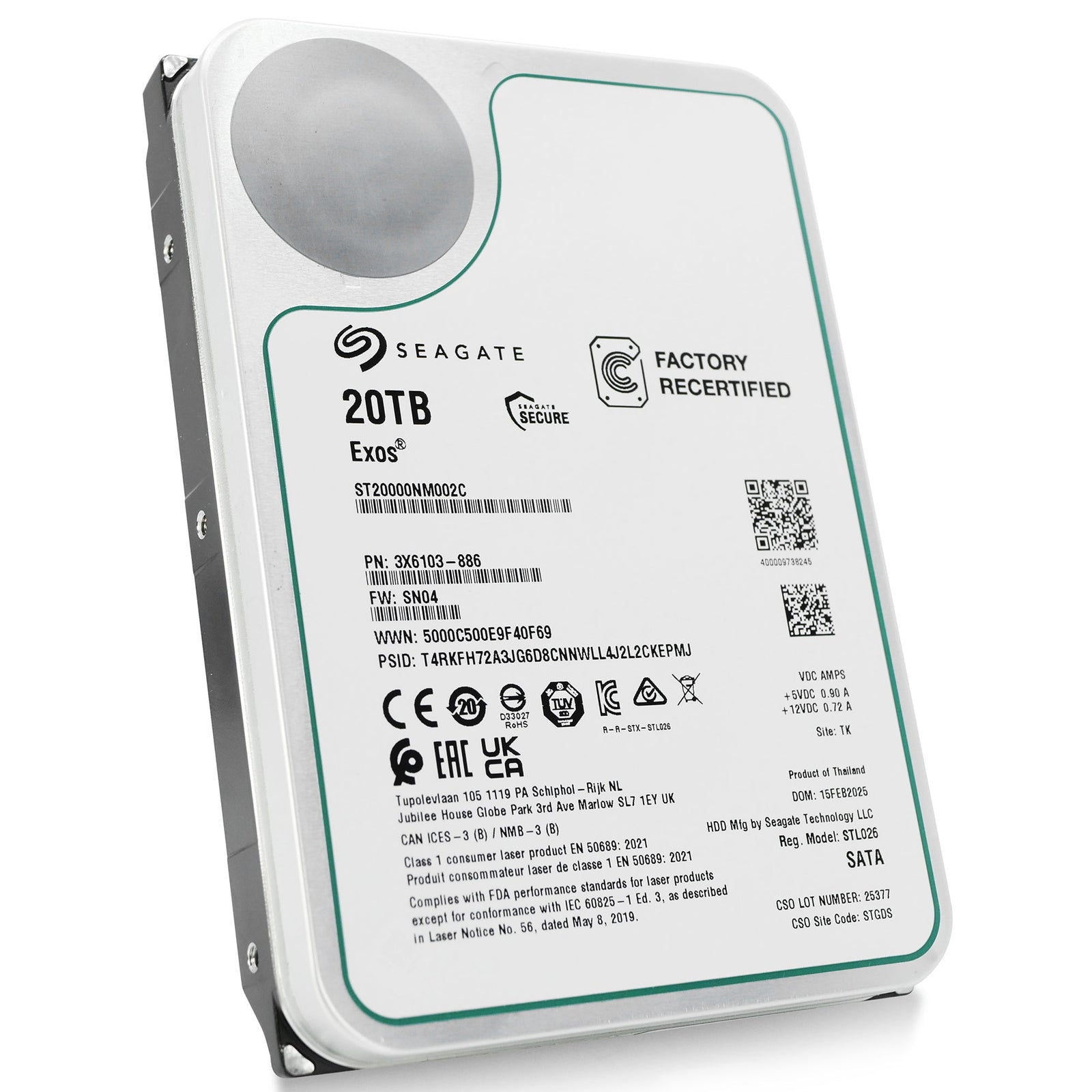 Seagate Exos ST20000NM002C 20TB SATA 3.5" Recertified HDD ...