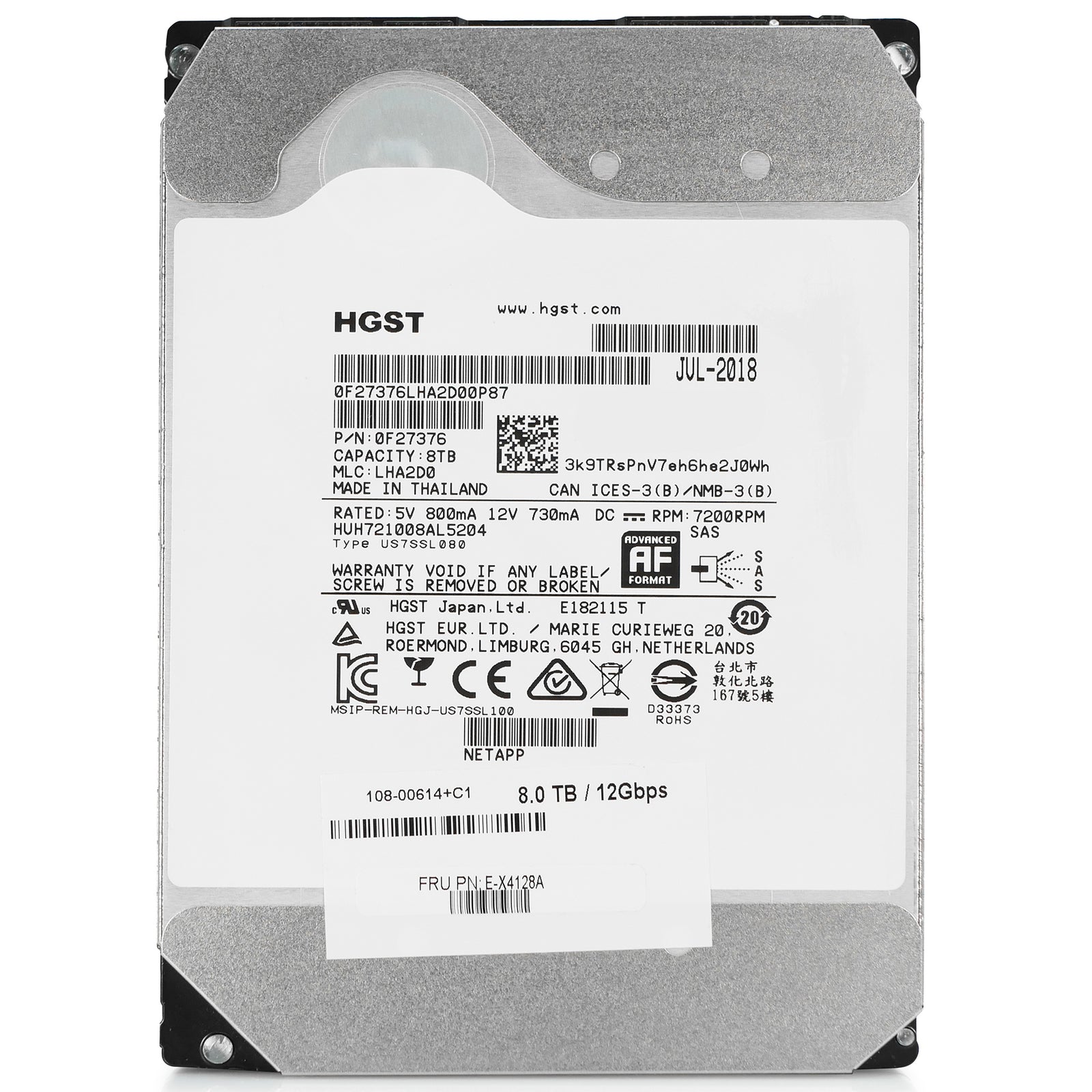 WD/HGST Ultrastar DC HC510 HUH721008AL5204 8TB SAS 3.5" Refurbished HDD ...