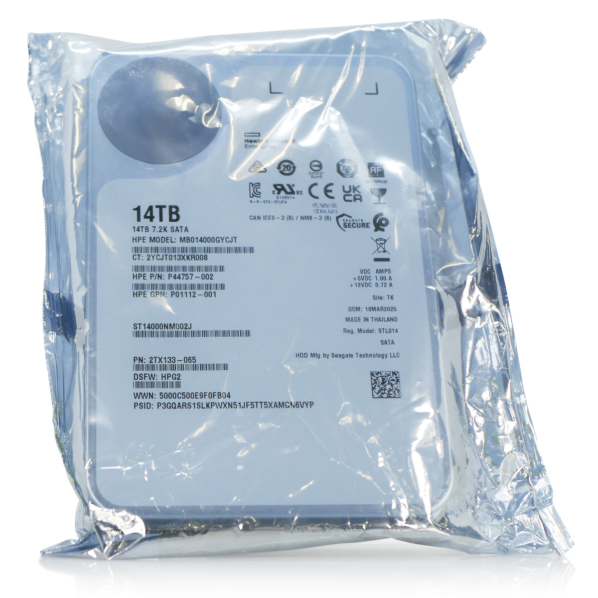 HP/Seagate Exos X18 ST14000NM002J 14TB SATA 3.5" HDD — ServerPartDeals.com