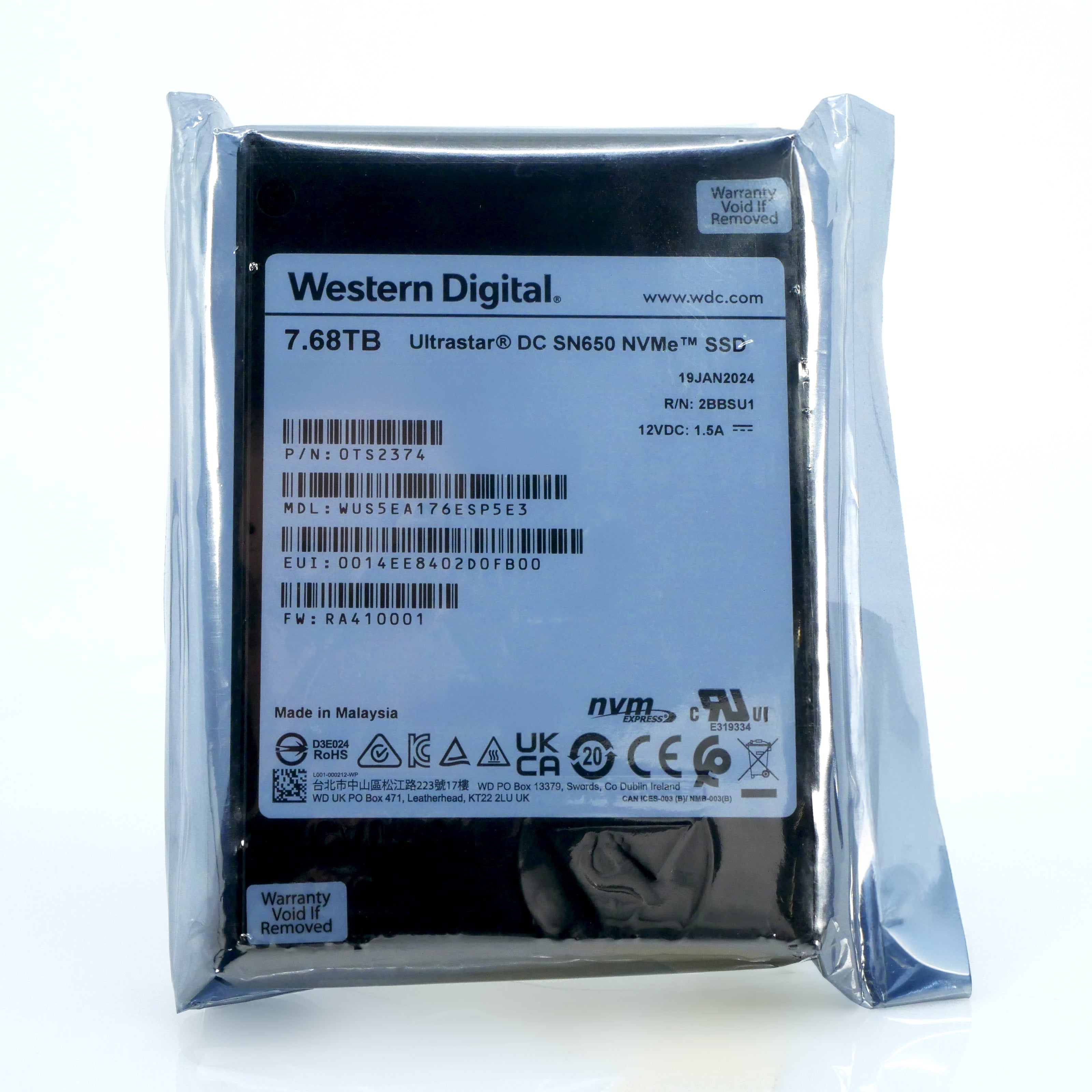 Western Digital Ultrastar DC SN650 WUS5EA176ESP5E3 7.68TB PCIe Gen 4.0 ...