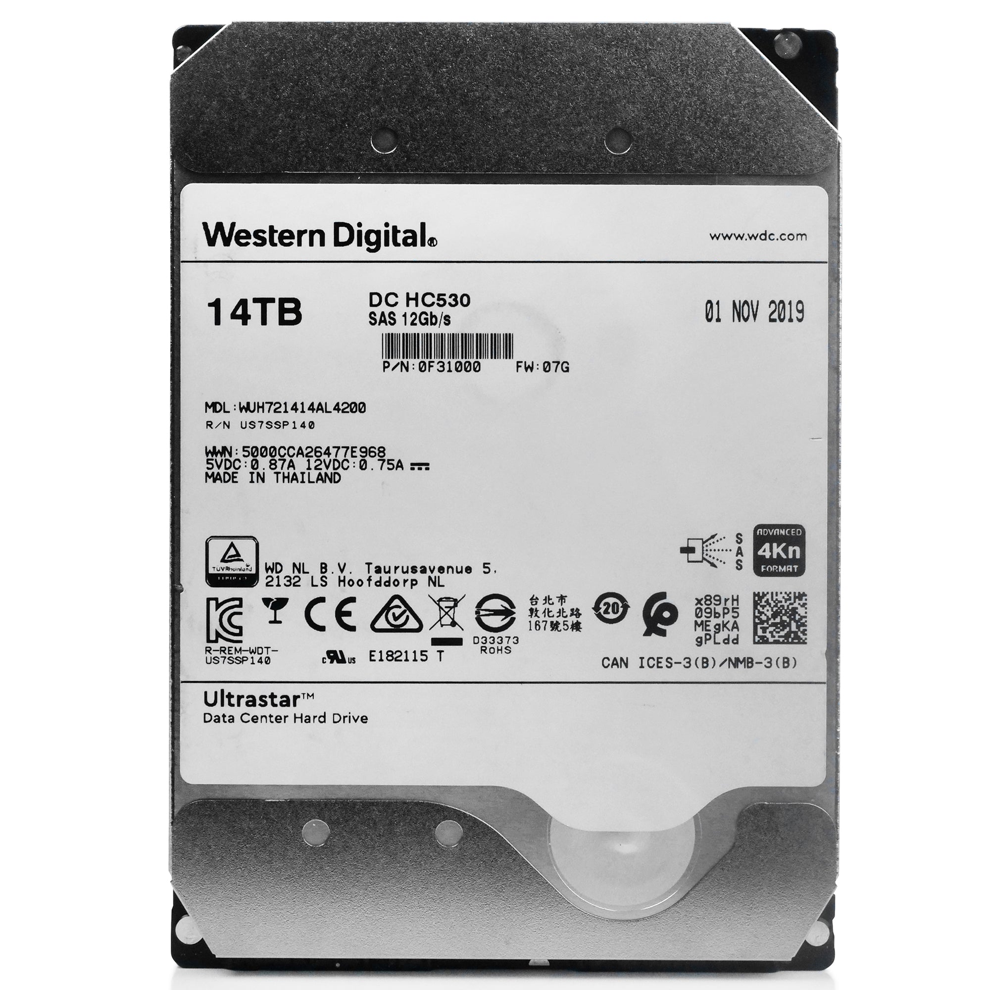 Western Digital Ultrastar DC HC530 WUH721414AL4200 14TB SAS 3.5 ...