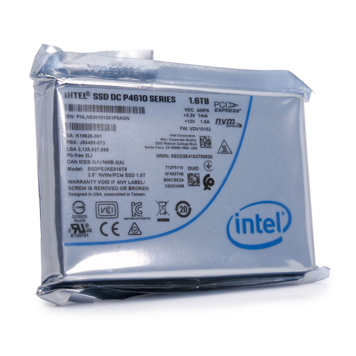 Intel P4610 SSDPE2KE016T8 1.6TB PCIe Gen 3.1 x4 2.5" SSD ...