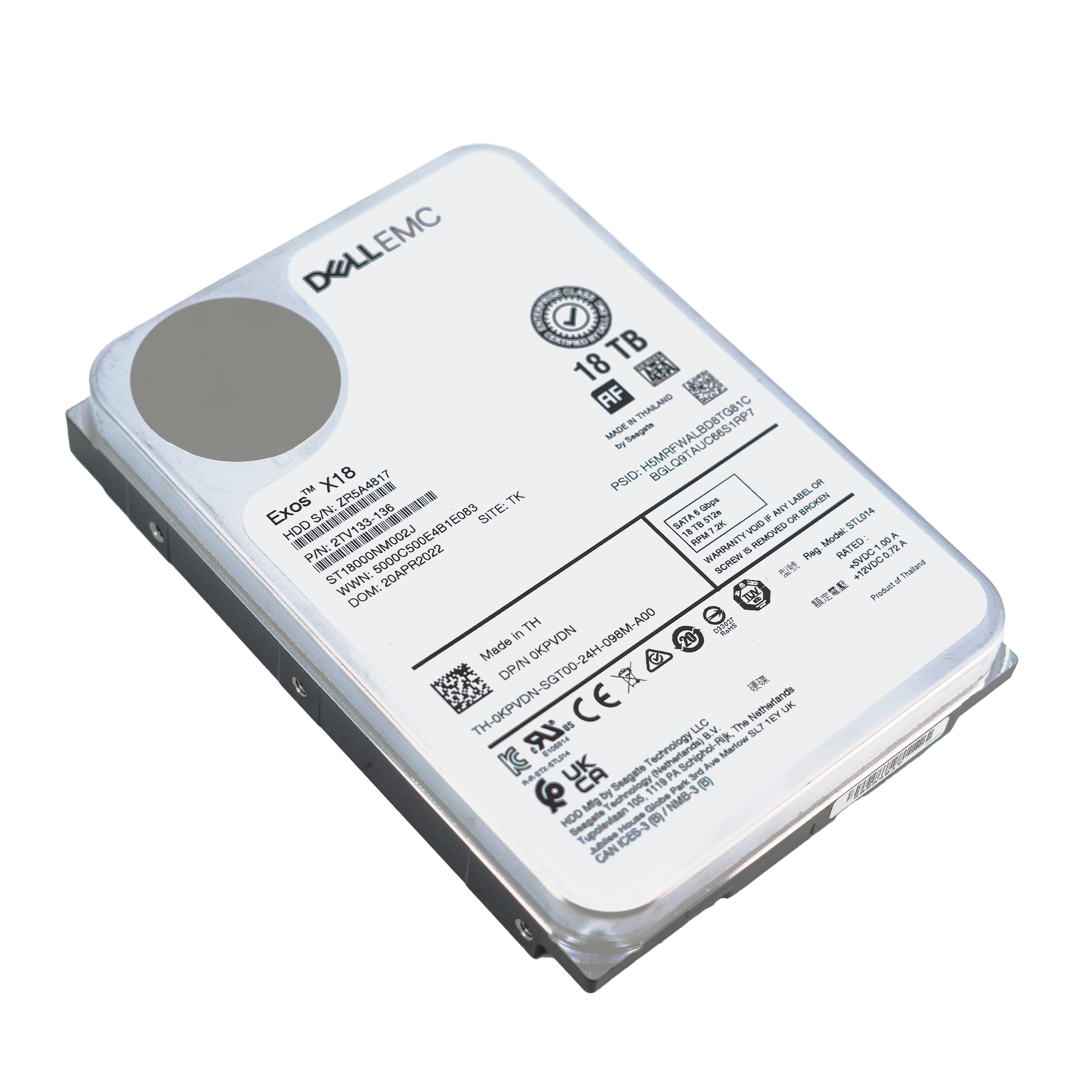 Dell Exos X18 ST18000NM002J 18TB SATA 3.5" Poweredge Server HDD ...