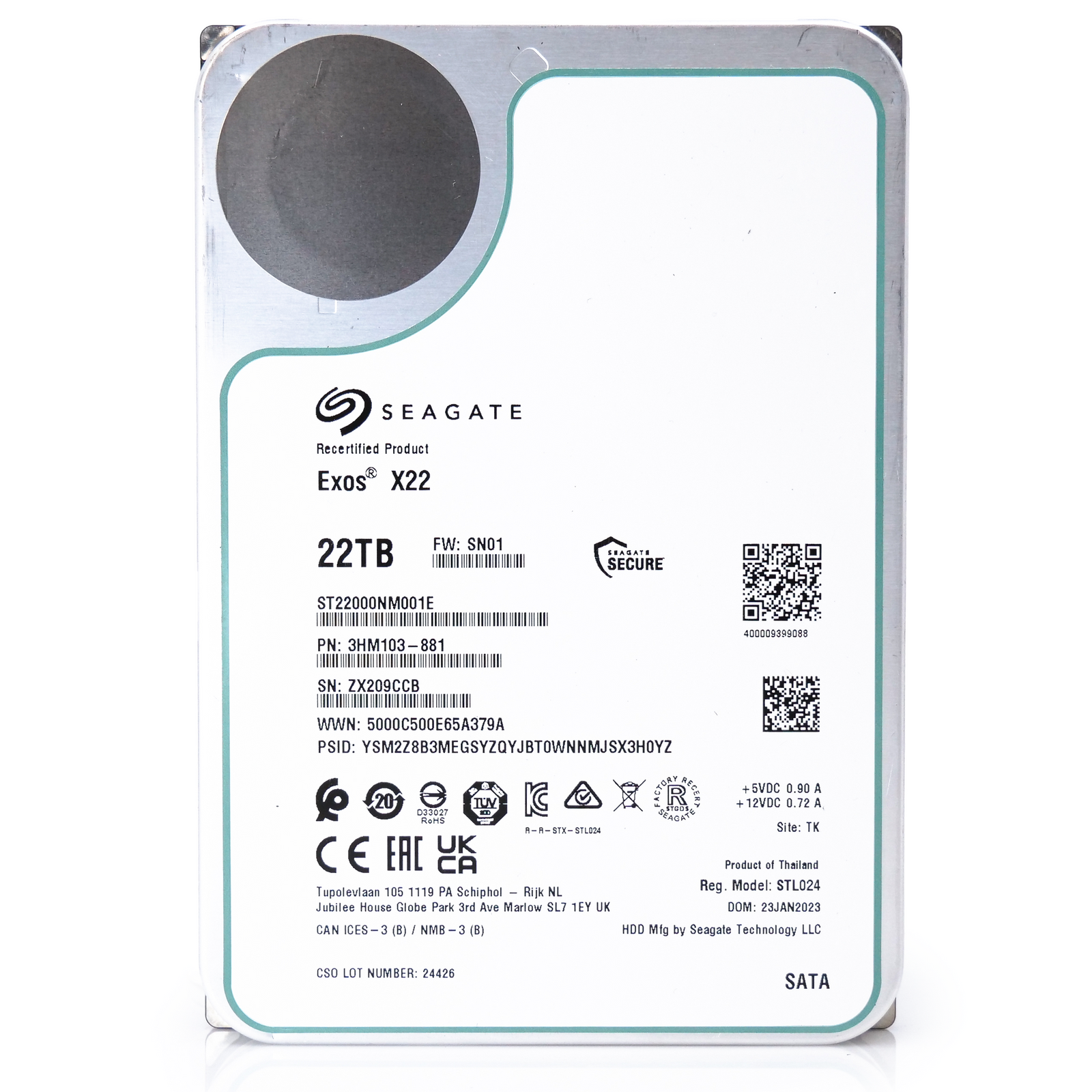 Seagate Exos X22 ST22000NM001E 22TB SATA 3.5" Recertified HDD ...