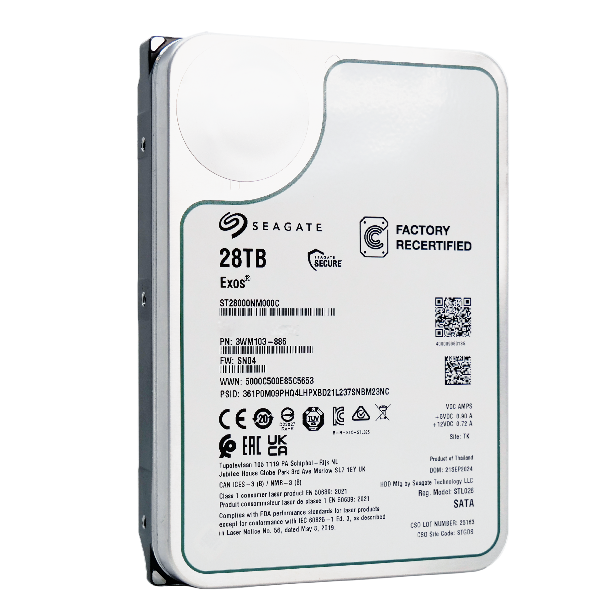 Seagate Exos ST28000NM000C 28TB SATA 3.5" Recertified HDD ...